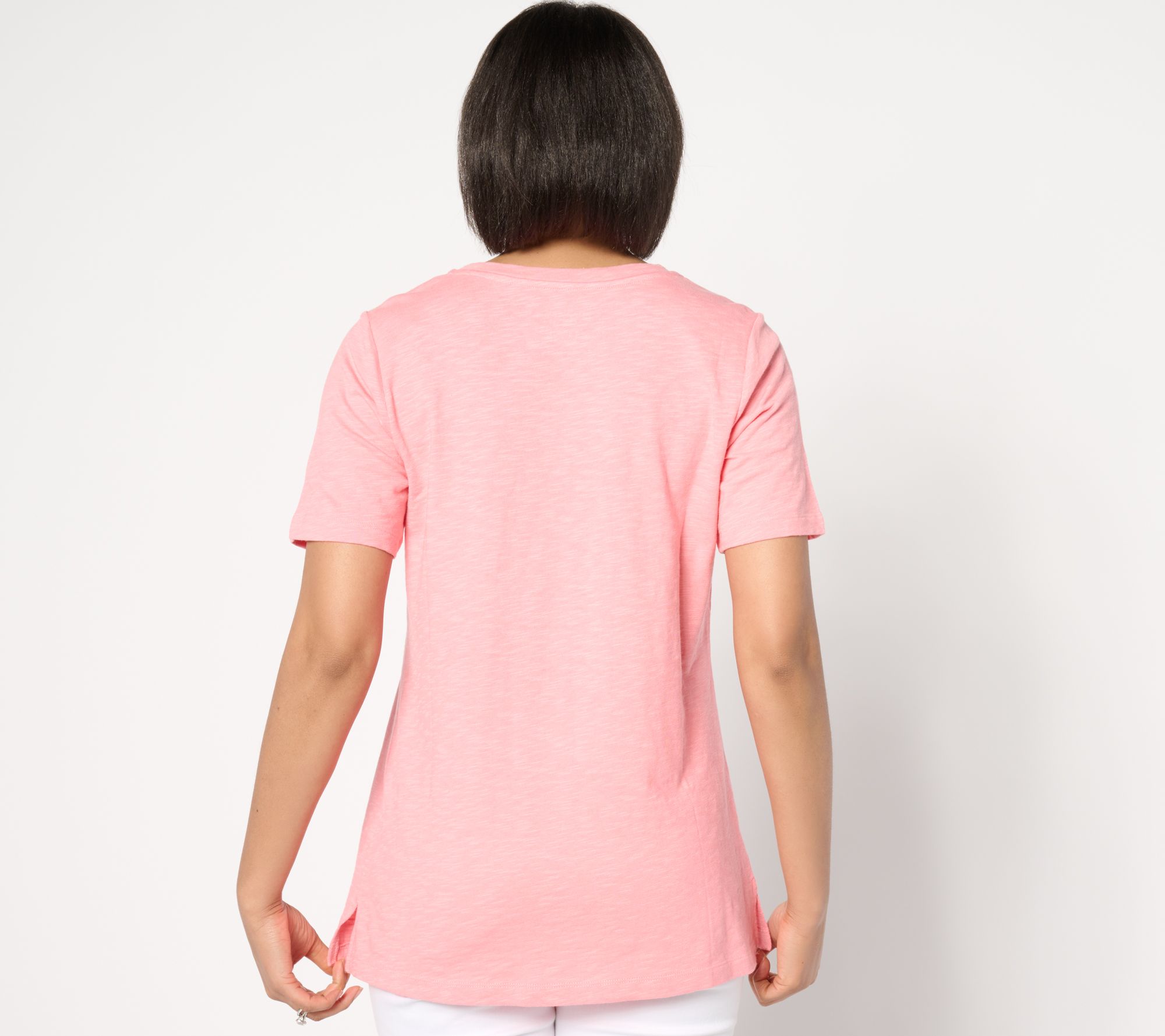 "As Is" Denim & Co. Naturals Linen Slub Crossover V-Neck Top - QVC.com