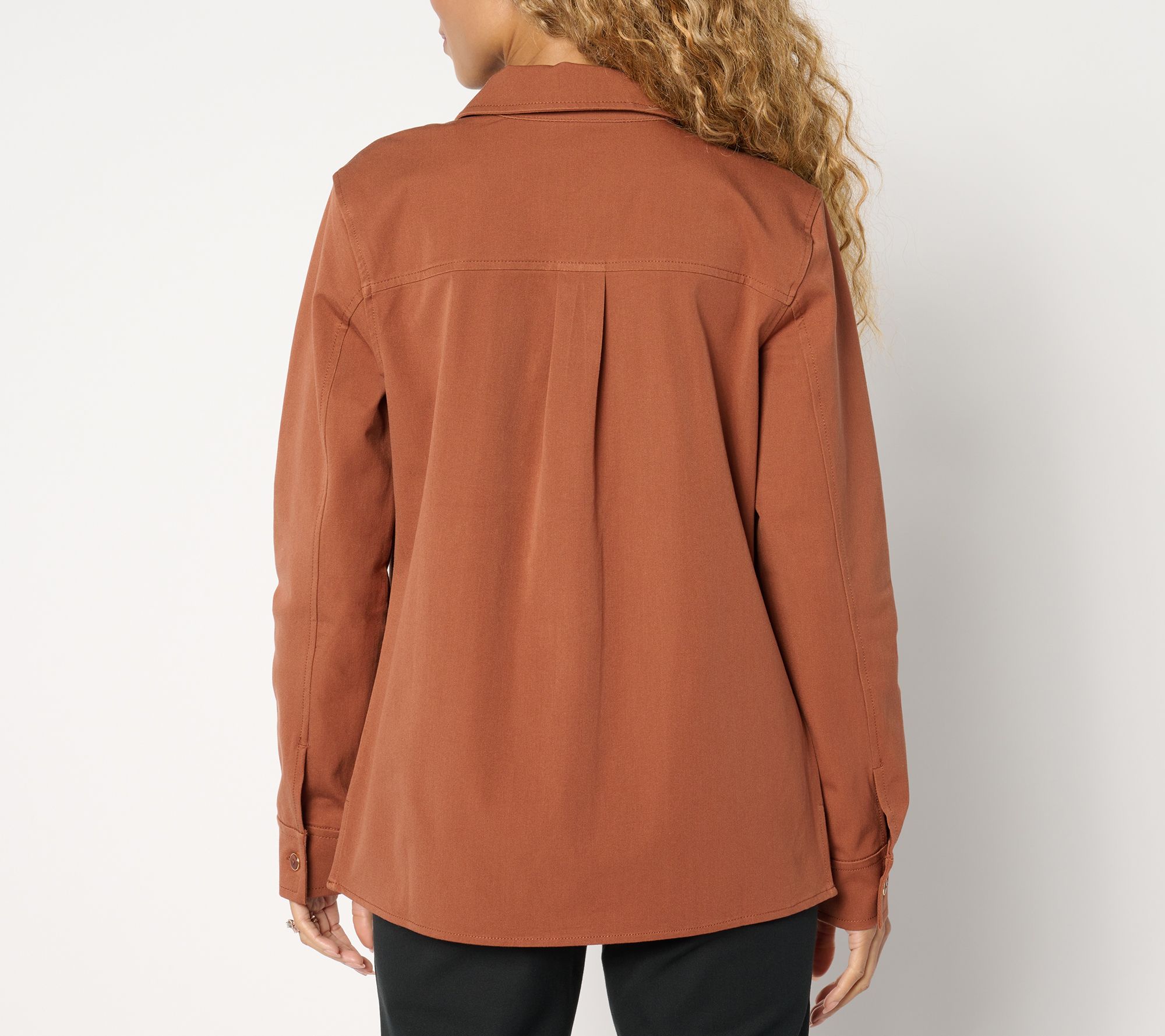 "As Is" Isaac Mizrahi Live! 24/7 Stretch Button Front Shirt Jacket ...