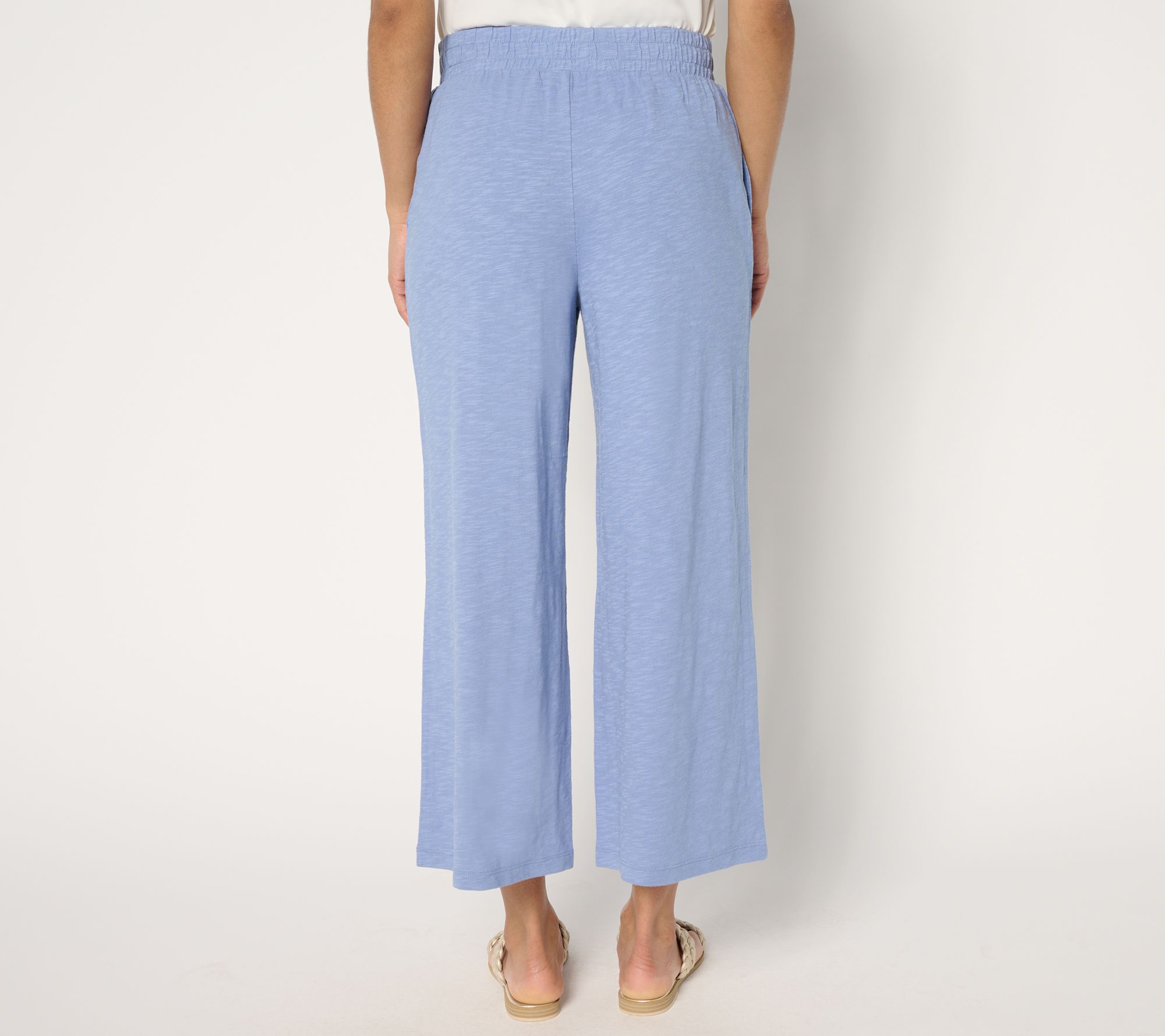 Denim & Co. Beach Linen Blend Wide Leg Crop Pant - QVC.com