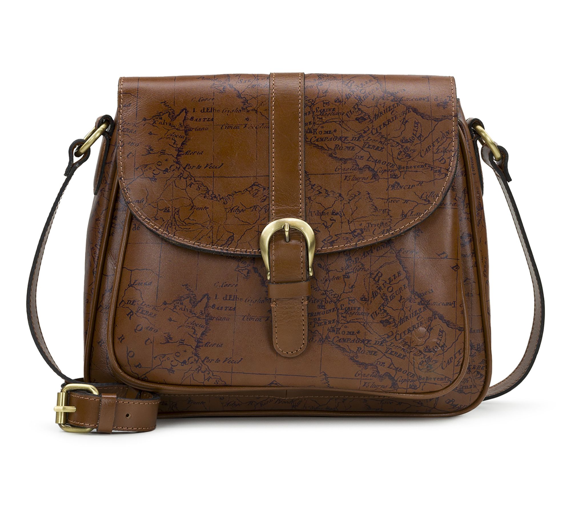Patricia Nash Hamilton Signature Map Leather Crossbody - QVC.com