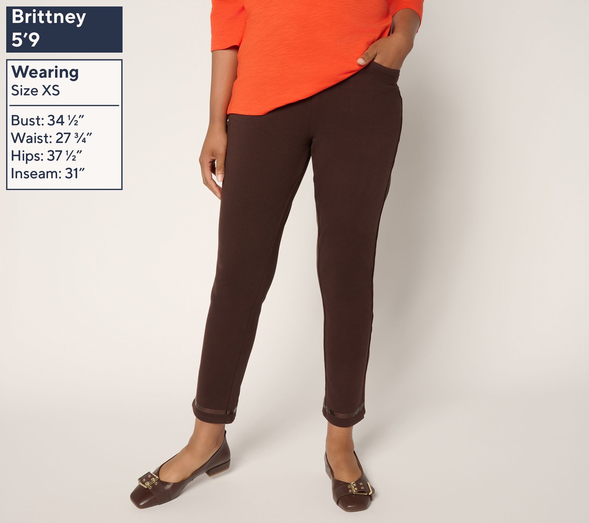 Quacker Factory DreamJeannes Short Sequin Trim Ankle Pants - QVC.com