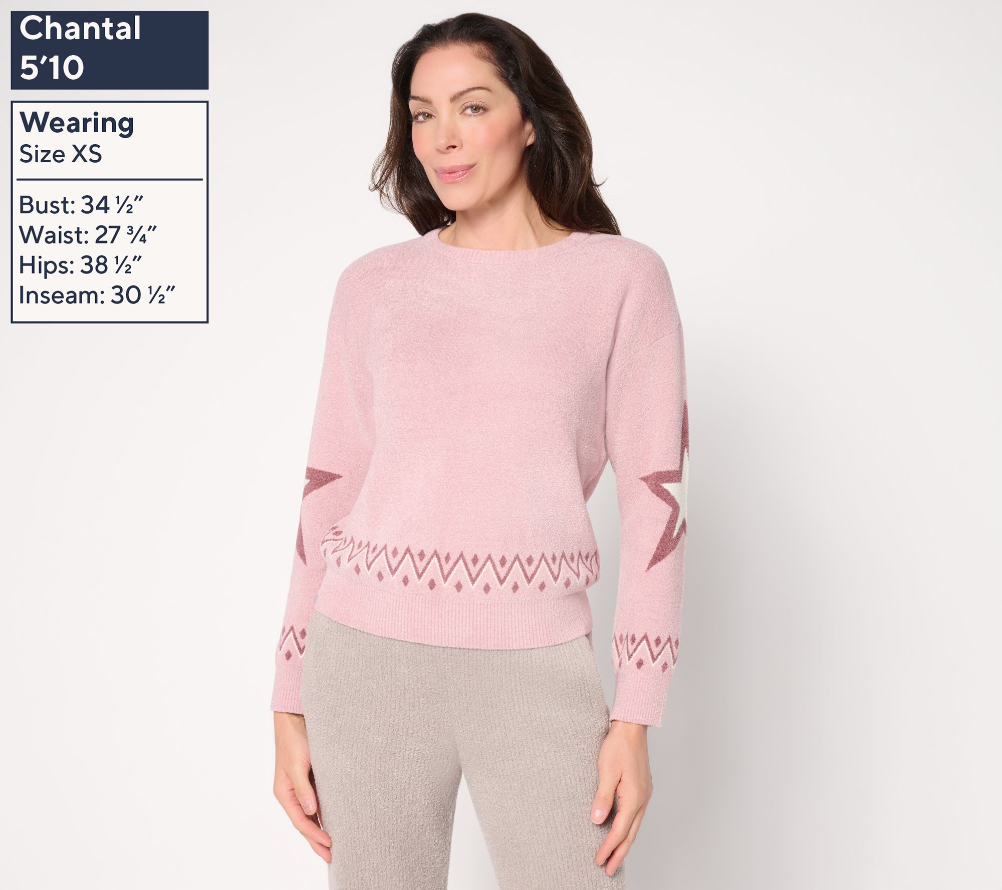 Barefoot Dreams CozyChic Ultra Lite Star Crewneck Pullover - QVC.com