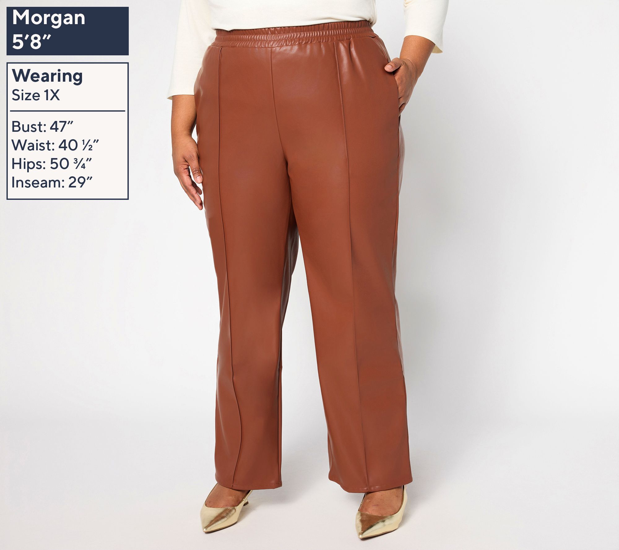 RM Studio x Rebecca Minkoff Petite Pull-On Faux Leather Relaxed Pant ...
