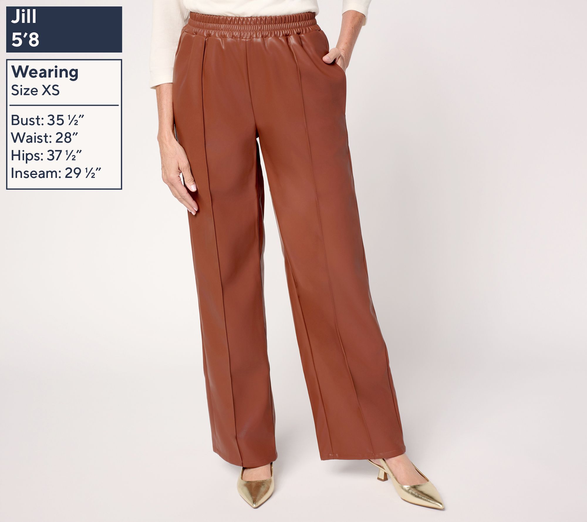 RM Studio x Rebecca Minkoff Petite Pull-On Faux Leather Relaxed Pant ...