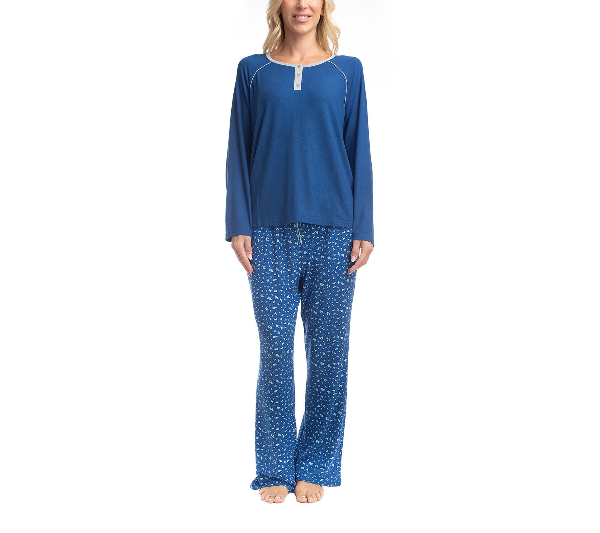 Goodnight Kiss Ladies' Cherry & Merry Henley PJSet - QVC.com