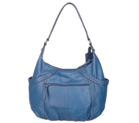 Tignanello Glove Leather Zip Top Hobo Bag with Side Pockets - QVC.com