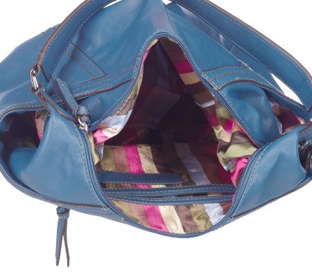 Tignanello Glove Leather Zip Top Hobo Bag with Side Pockets - QVC.com