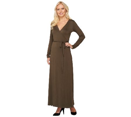 Lisa Rinna Collection Regular Long Sleeve Wrap Maxi Dress - QVC.com