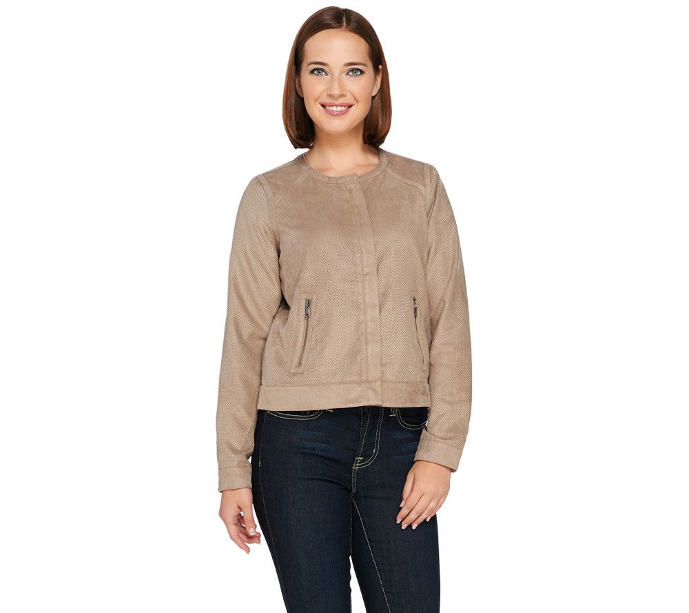 "As Is" Kelly by Clinton Kelly Perforated Suede Jacket - QVC.com