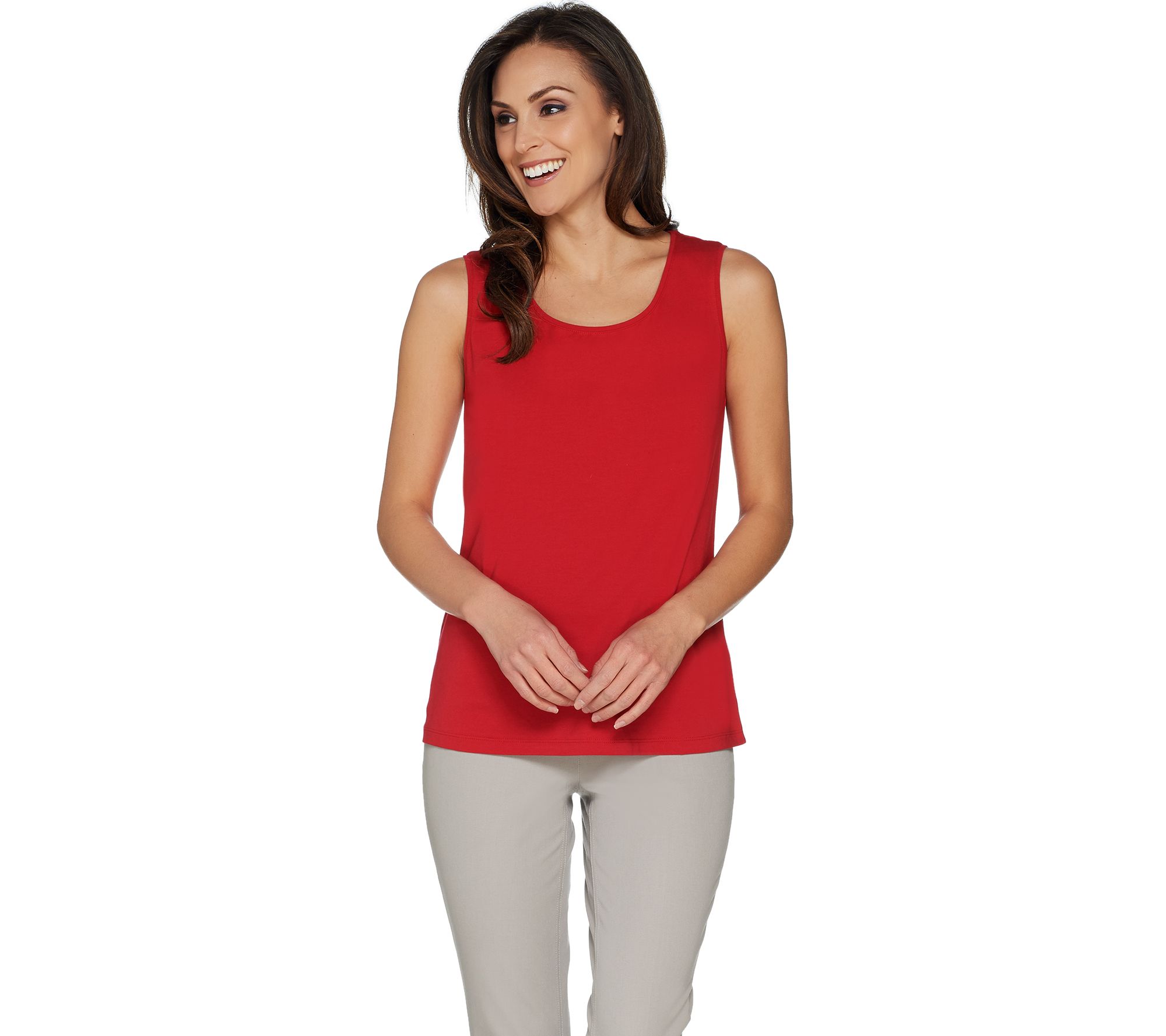 "As Is" Susan Graver Modern Essentials Stretch Cotton Modal Tank Top ...