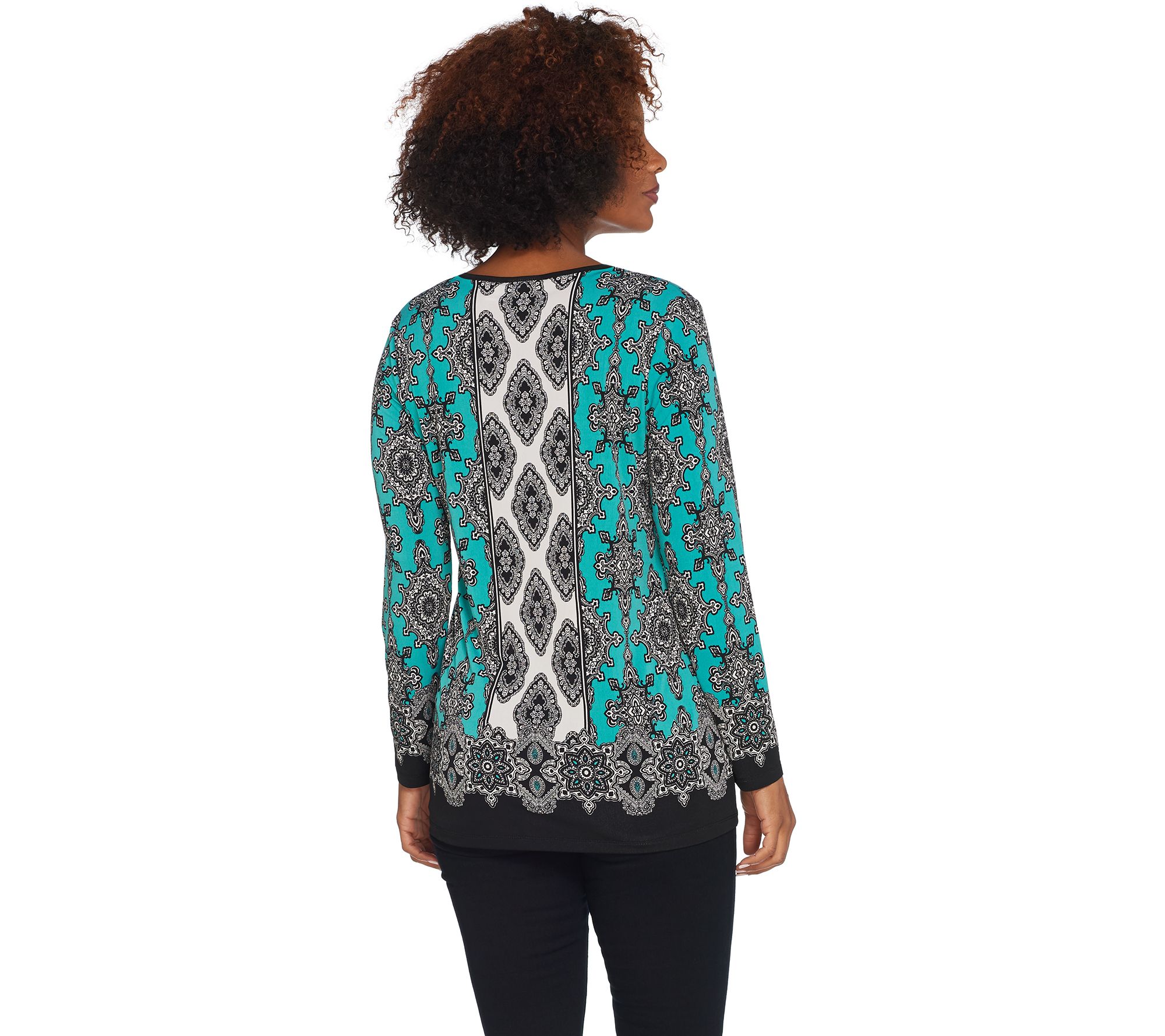 As Is Susan Graver Printed Liquid Knit Long Sleeve Tunic