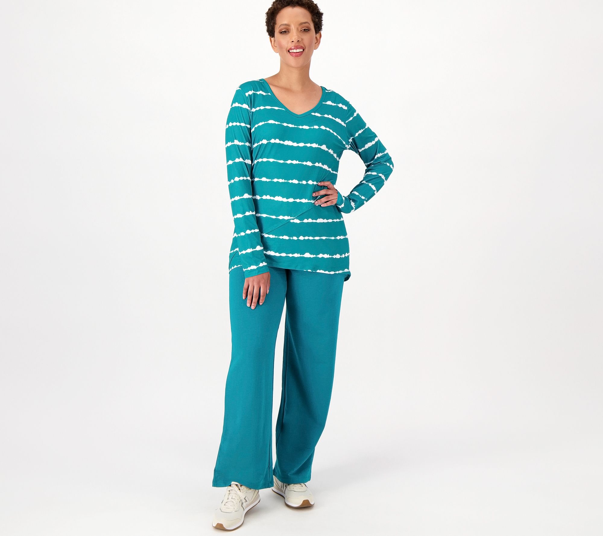 "As Is" Fit 4 All by Carrie Wightman Tye- Dye Stripe Long Sleeve Top ...