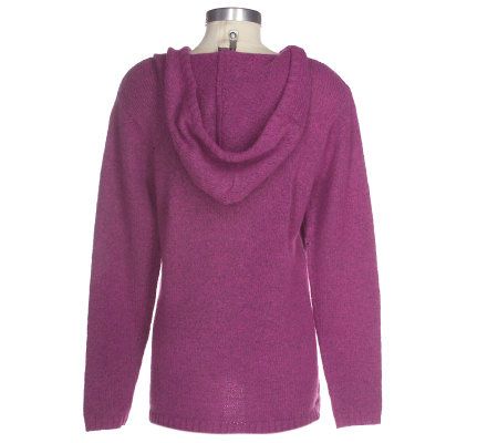 Denim & Co. Cable Front Hooded Sweater - QVC.com