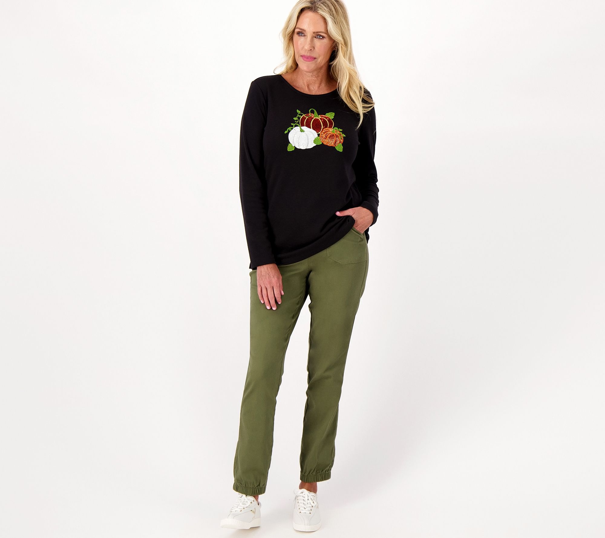"As Is" Quacker Factory Fall Blessings Sequin Long Sleeve Top - QVC.com