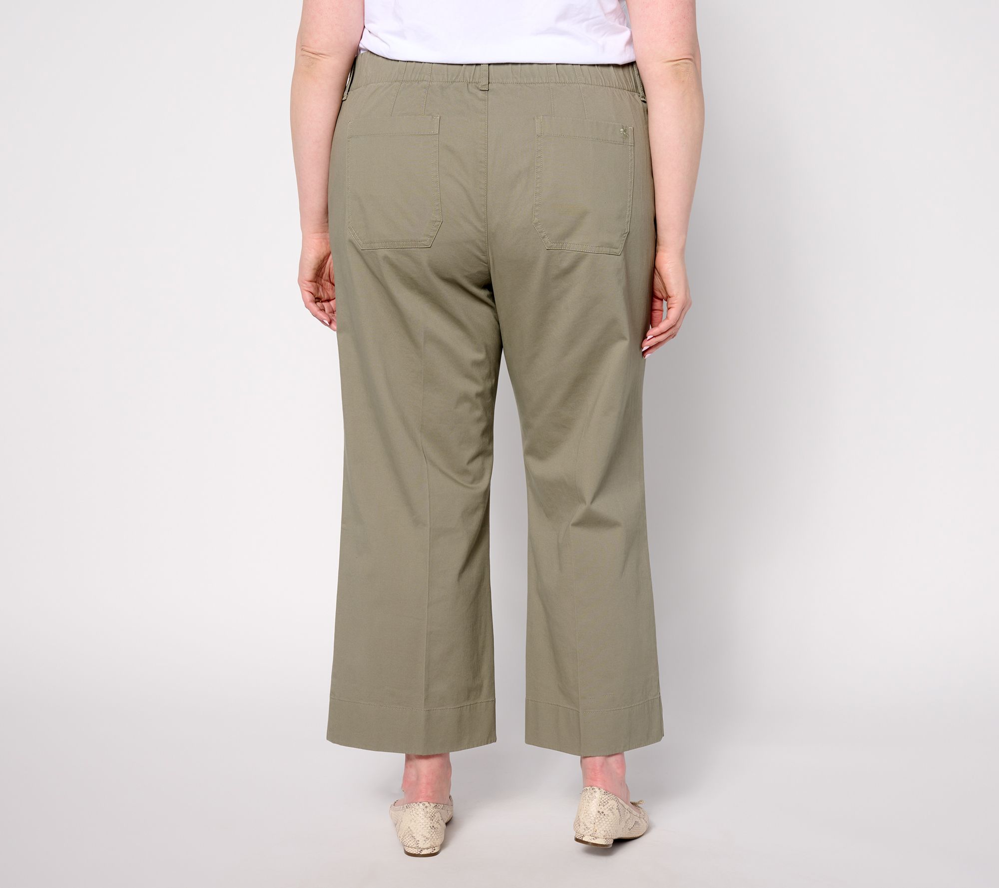 Joan Rivers Signature Twill Cropped Wide-Leg Pants - QVC.com