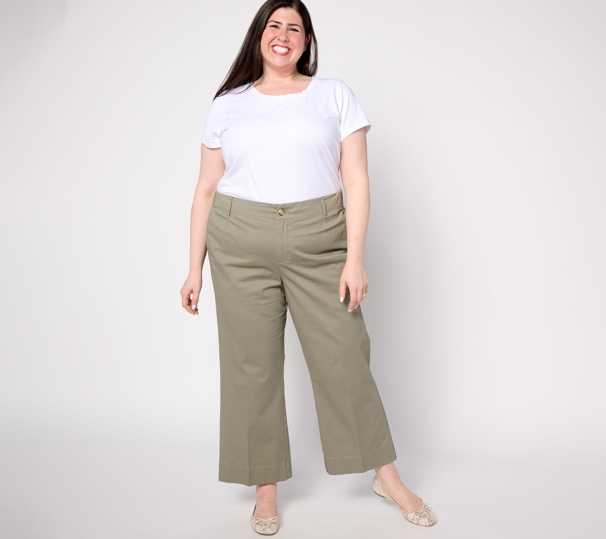 Joan Rivers Signature Twill Cropped Wide-Leg Pants - QVC.com
