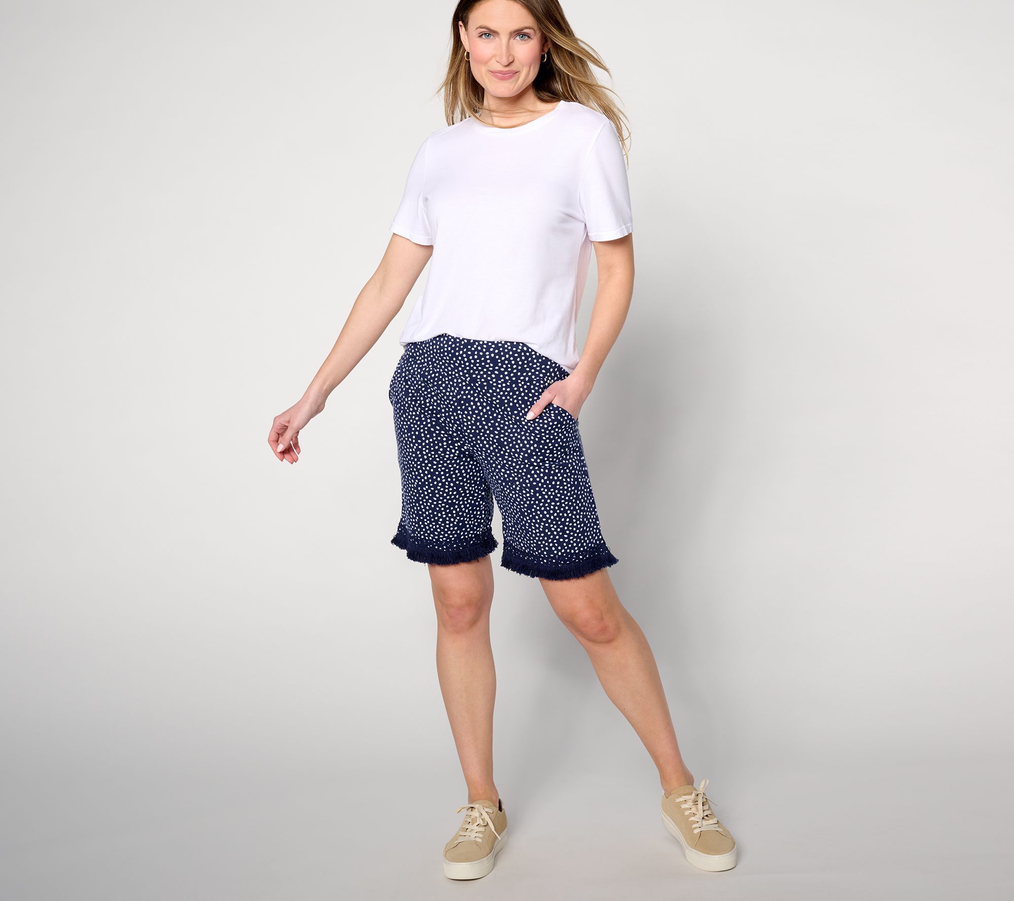 "As Is" Sport Savvy Printed 8" Short with Fringe Hem - QVC.com