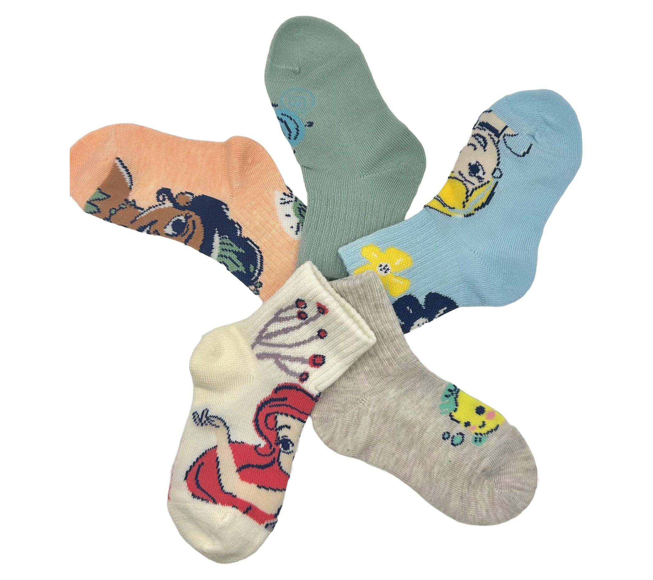 Disney Princess Toddler Girls' Mid-Crew Sock Set - 5 Pair - QVC.com