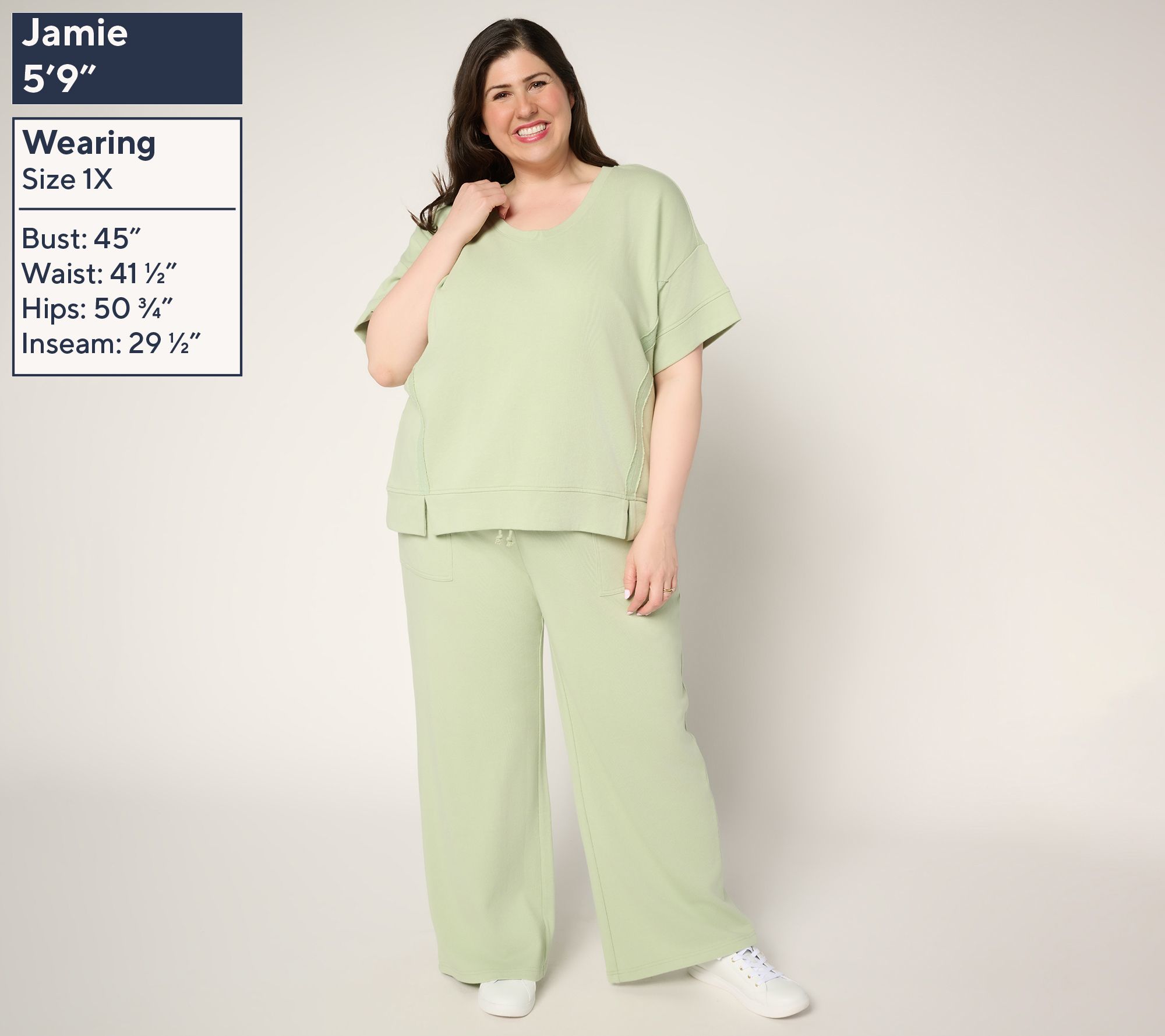 Peace Love World Tall French Terry Pullover and Pant Set - QVC.com