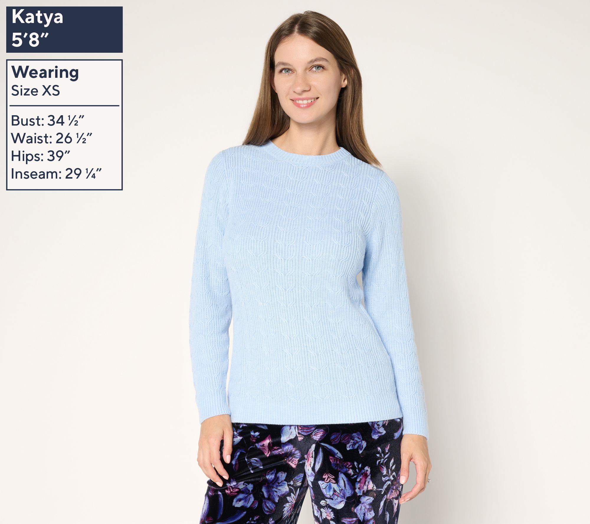 Susan Graver Heathered Crew Neck Cable Sweater - QVC.com