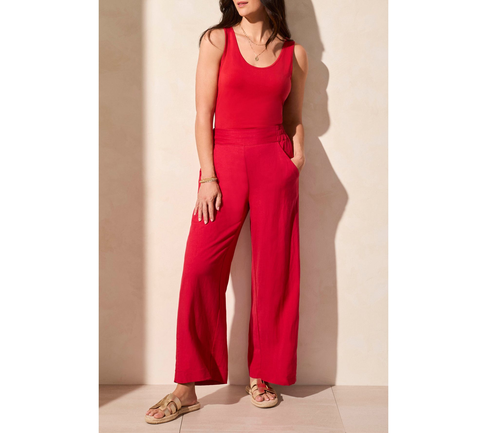 Tribal Linen Blend Ankle Pant With Hem Vent - QVC.com