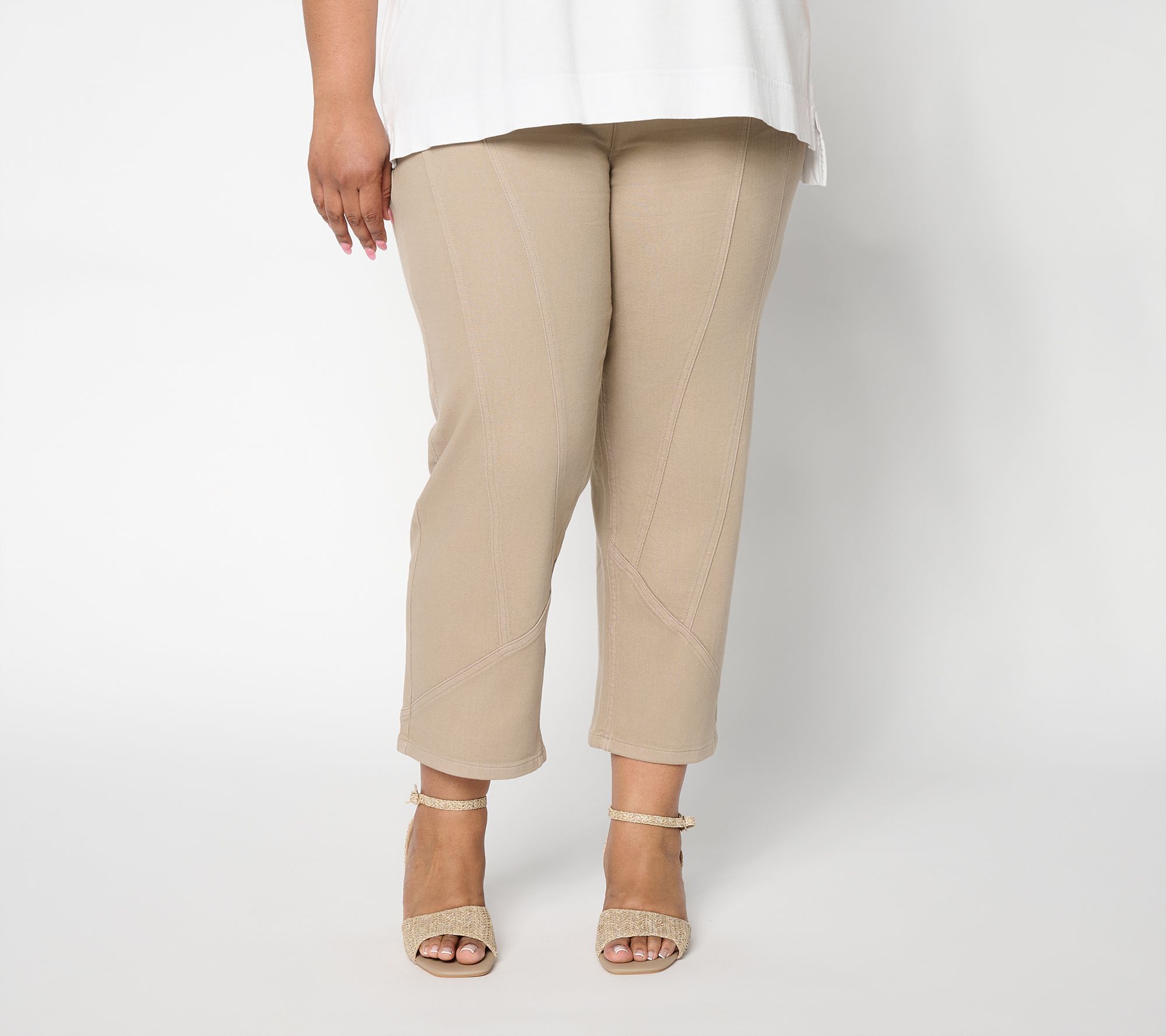 LOGO by Lori Goldstein Regular Colored Seamed Cropped Jeans - QVC.com