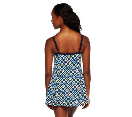 Fit 4 U Thighs Jolt Banded Empire Swim Dress - QVC.com