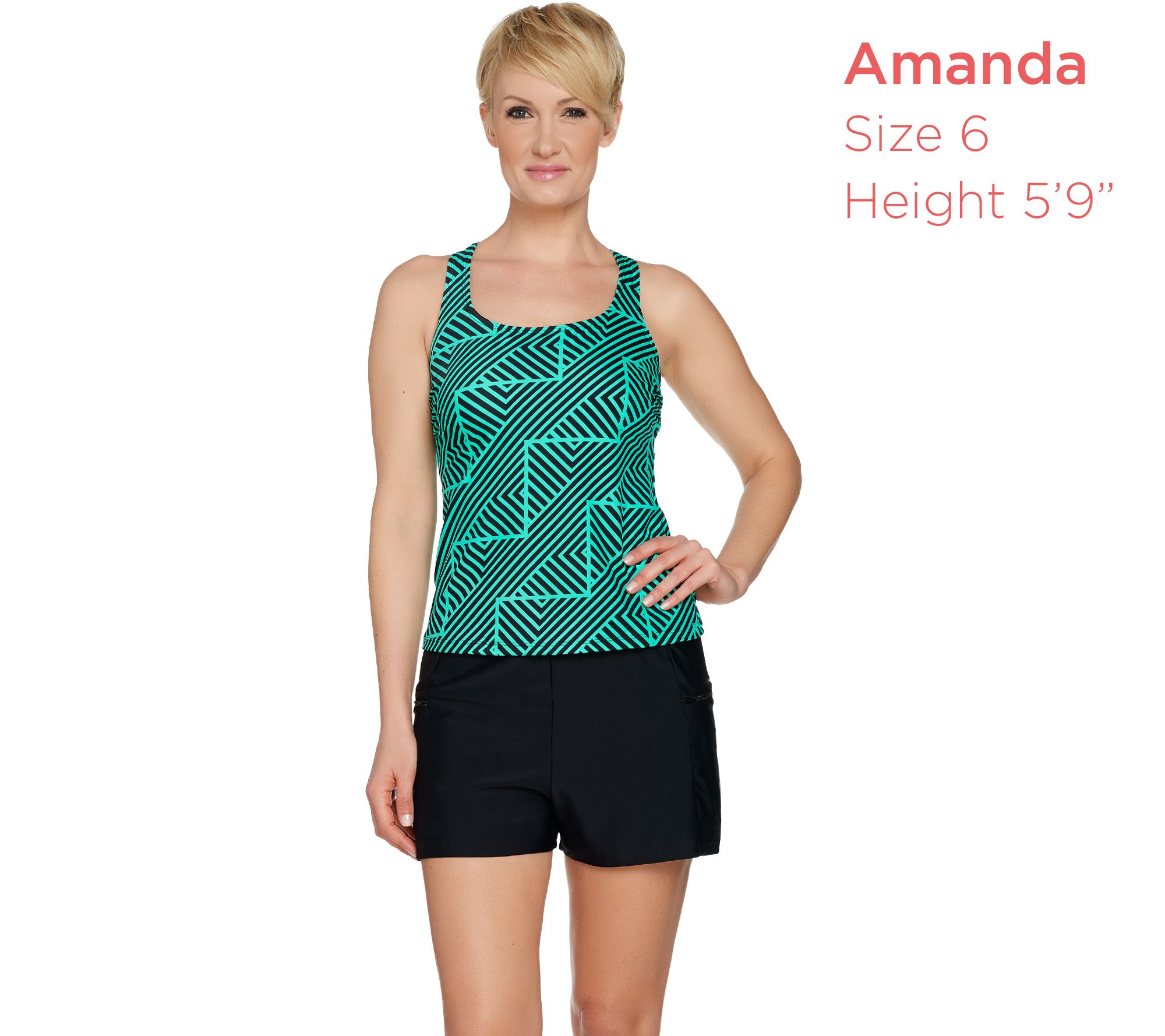Ocean Dream Signature Zig Zag Stripe Tankini Swimsuit - QVC.com