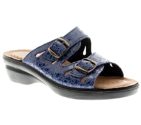 Flexus by Spring Step Footstep Croco Leather Slide Sandals - QVC.com