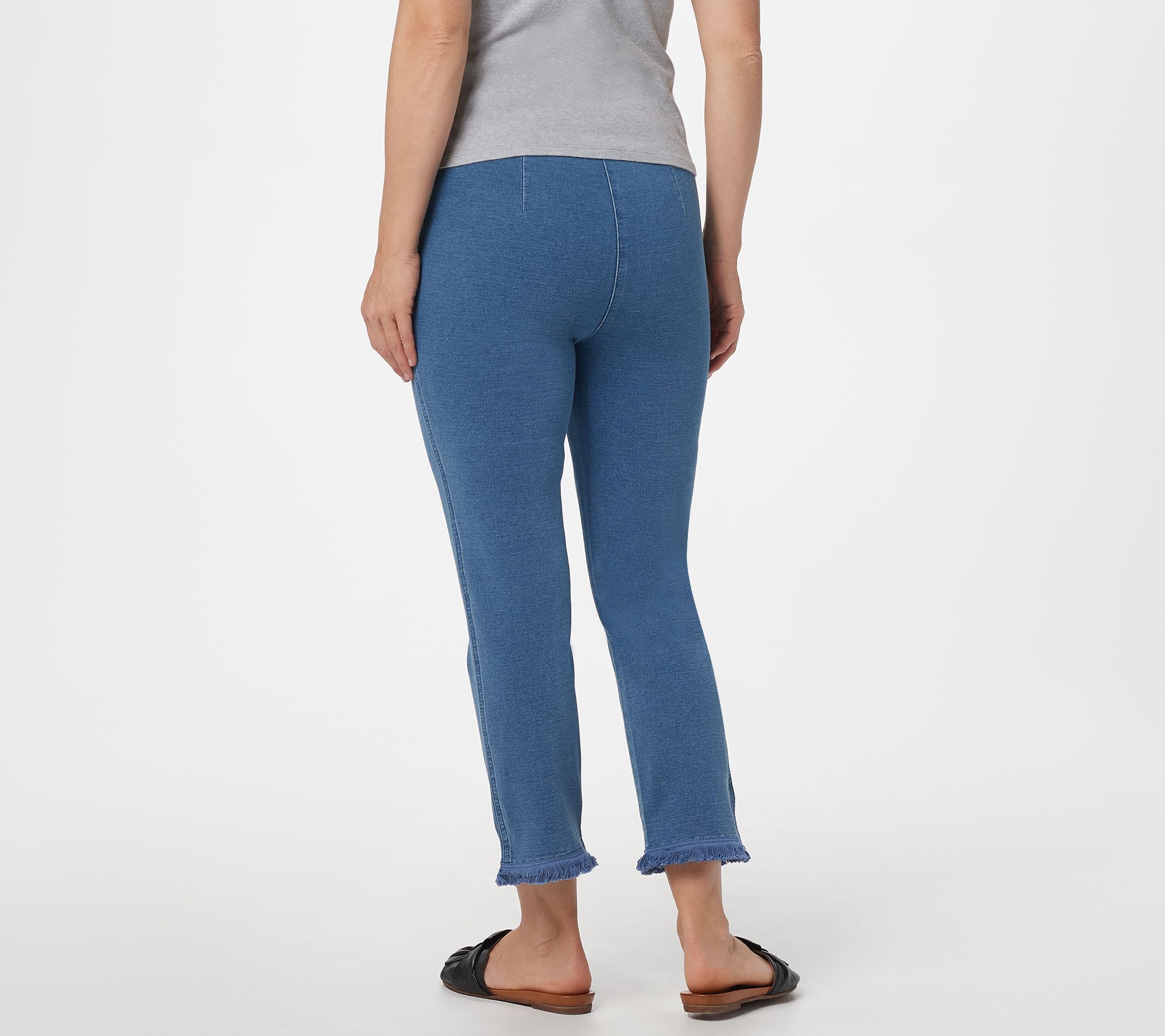 Quacker Factory Short DreamJeannes Pull-On Crop Pant w/ Fringe - QVC.com
