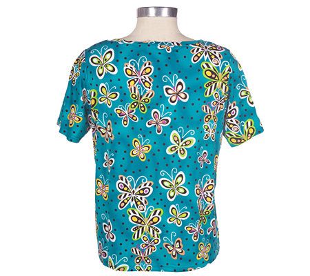 Bob Mackie's Printed Jewel Neck Shell - QVC.com