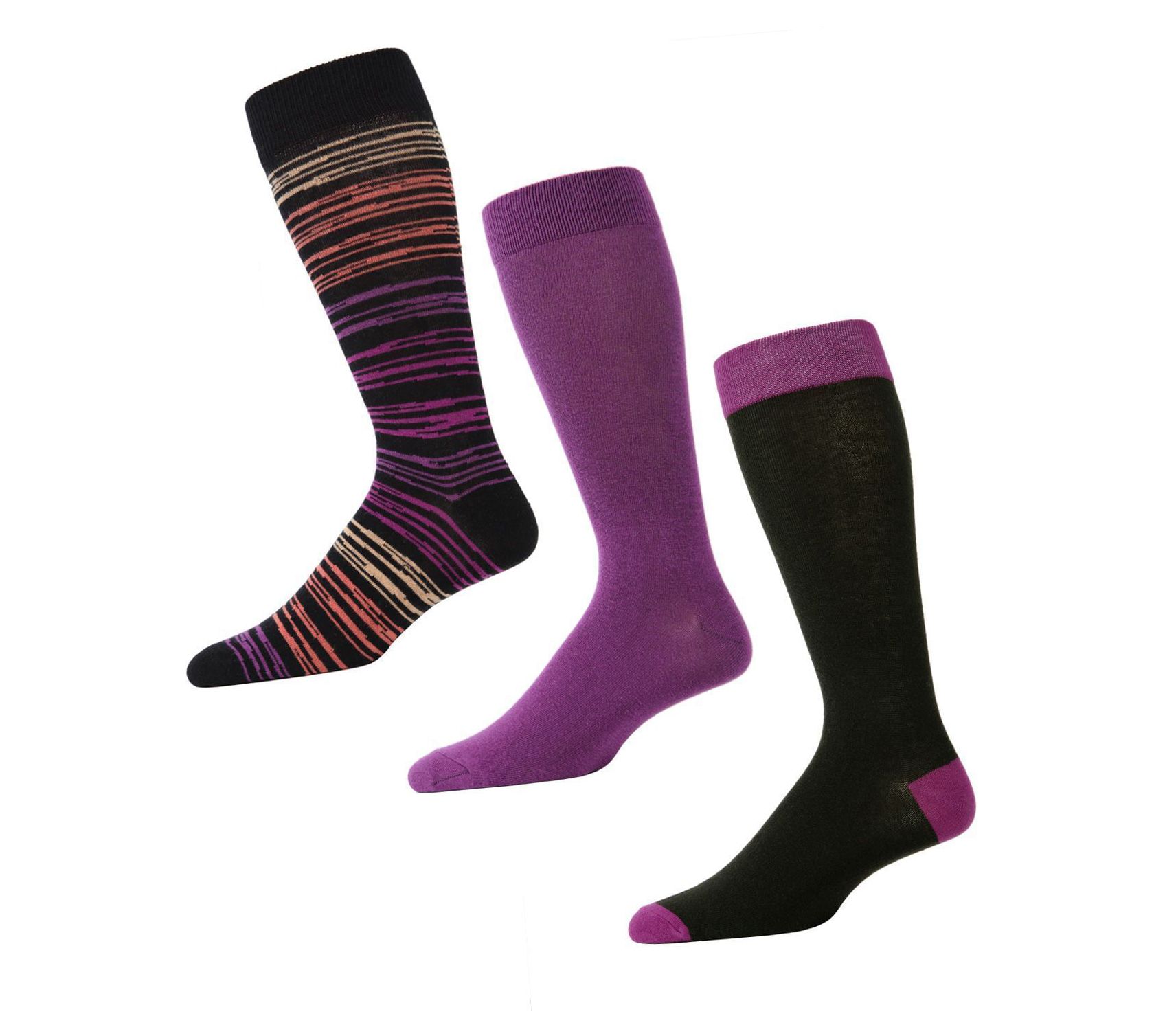 Memoi Men's Stripe Rush 3 Pack Crew Sock - QVC.com
