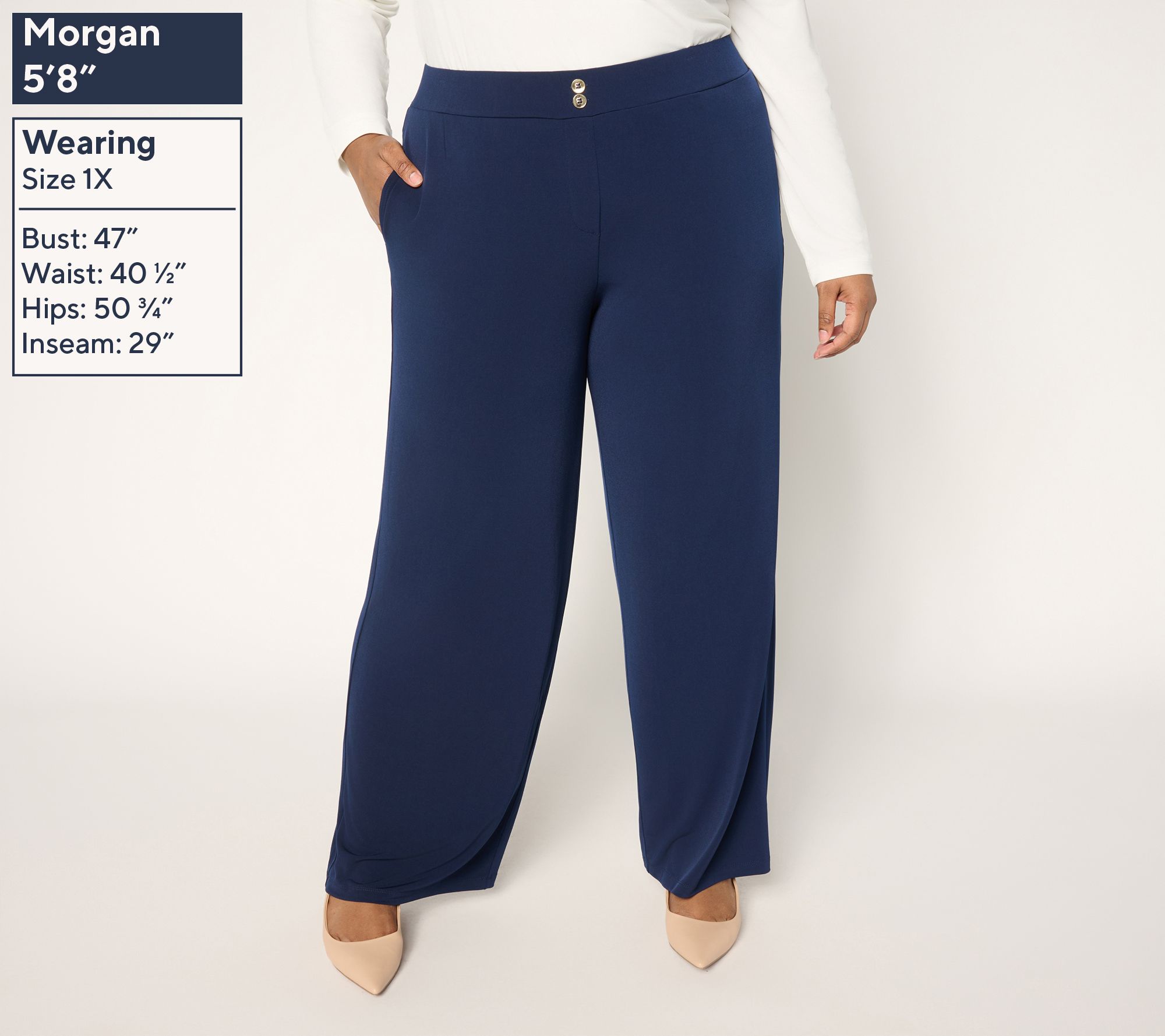 Susan Graver Liquid Knit Wide Leg Pants with Button Detail - QVC.com