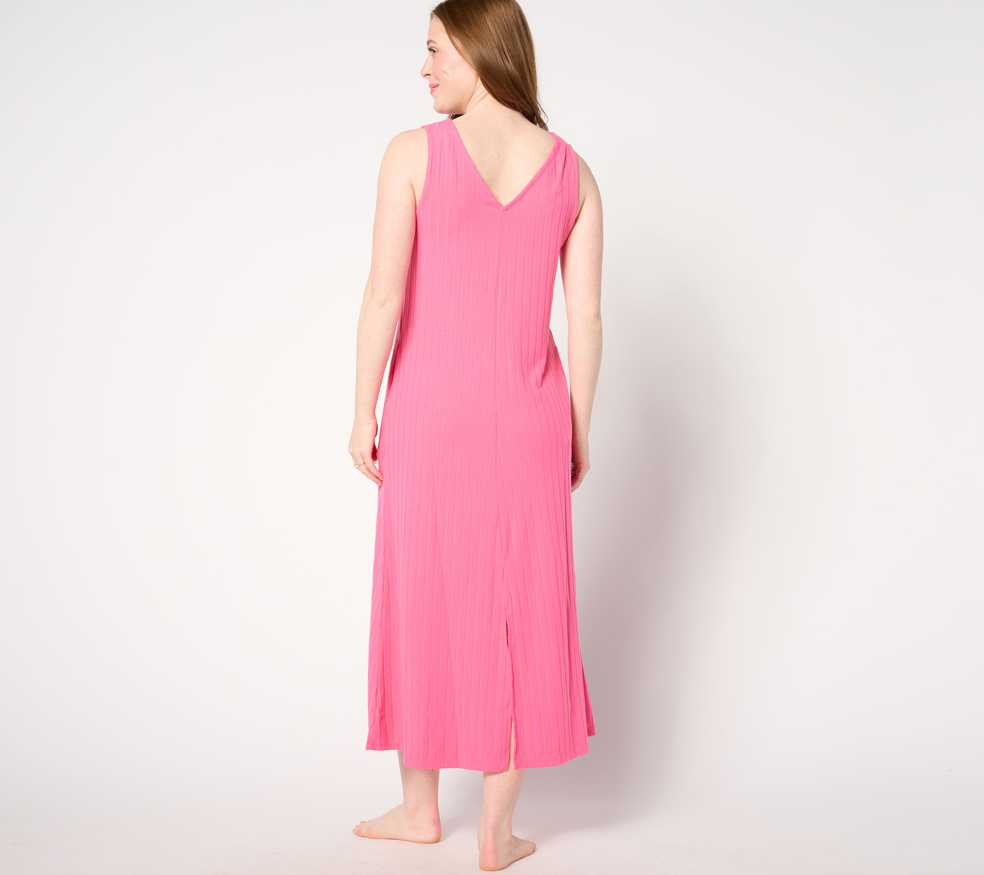 "As Is" Cuddl Duds Wide Rib 2-Way Round to V-Neck Tank Maxi Dress - QVC.com