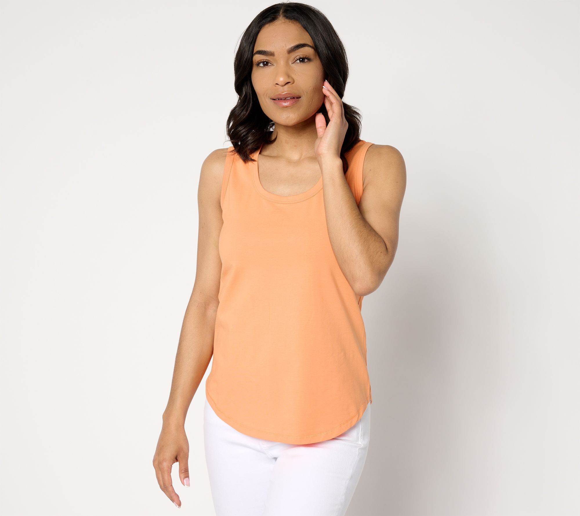 "As Is" AnyBody U-Neck Curved Hem Knit Tank Top - QVC.com