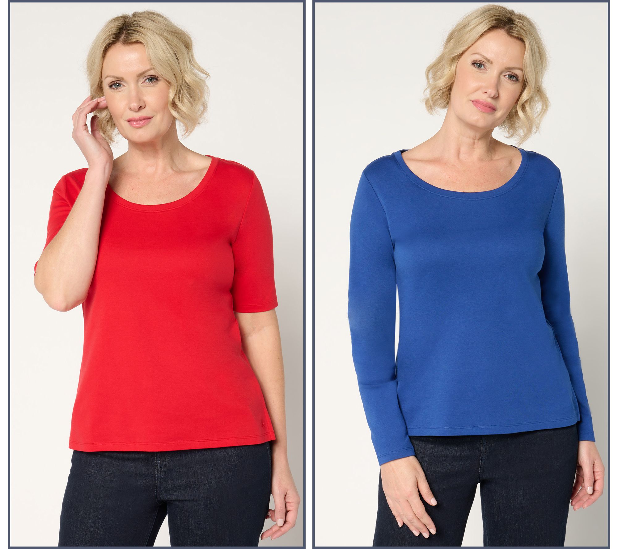 "As Is" Isaac Mizrahi Live! Essentials Set of 2 Pima Cotton Tops - QVC.com