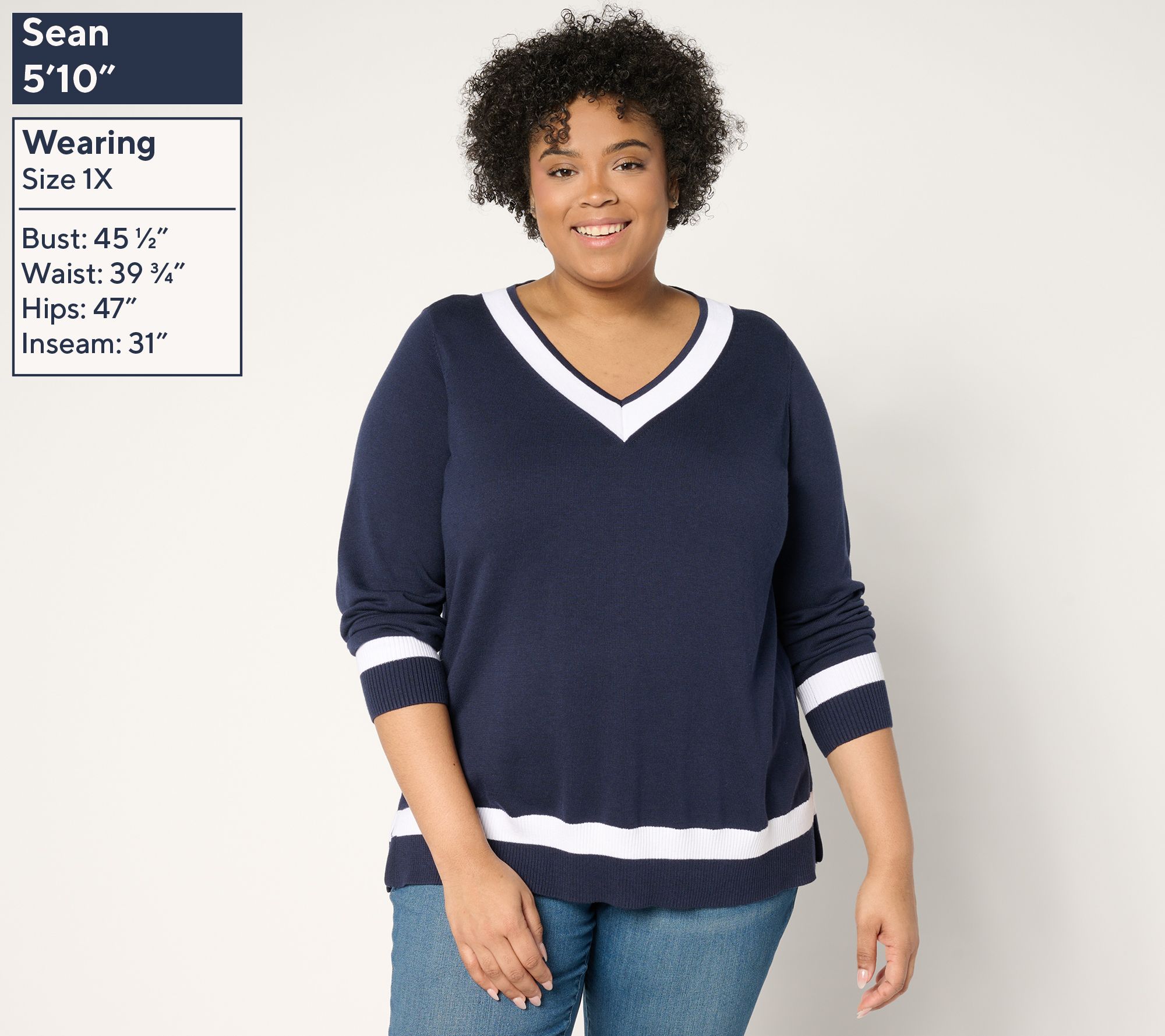 "As Is" Belle by Kim Gravel Country Club Tipped Sweater - QVC.com