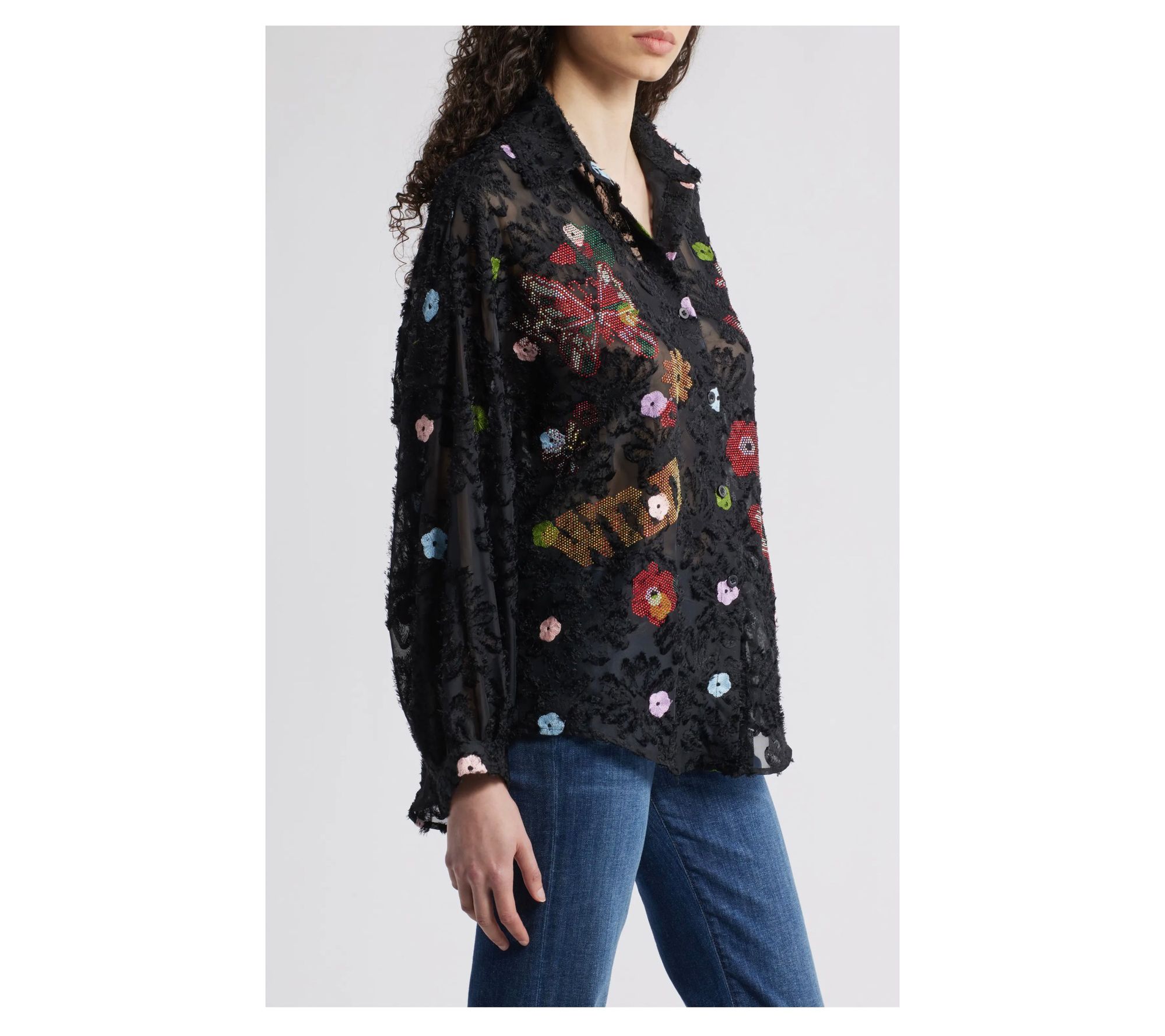 NIKKI LUND EMMA Butterfly Oversized EmbroideredBlouse - QVC.com