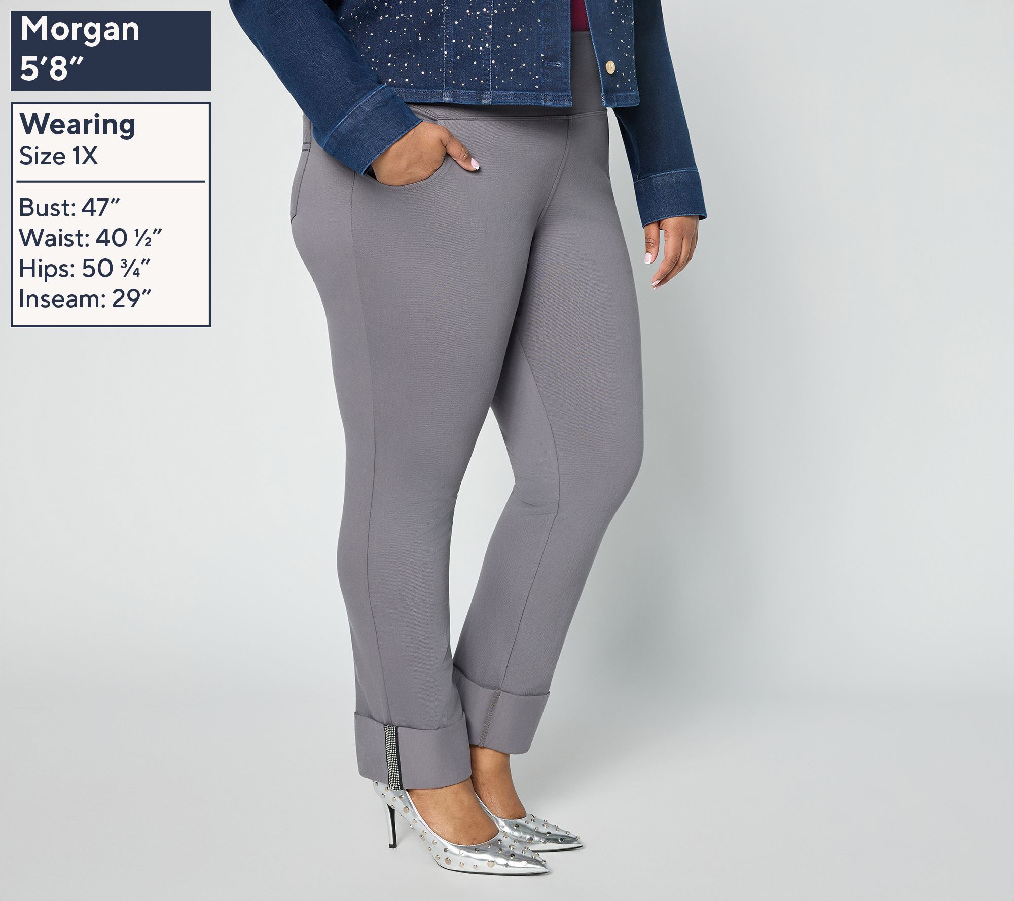 Women with Control Prime Stretch Denim Cuff Ankle Jeans - QVC.com