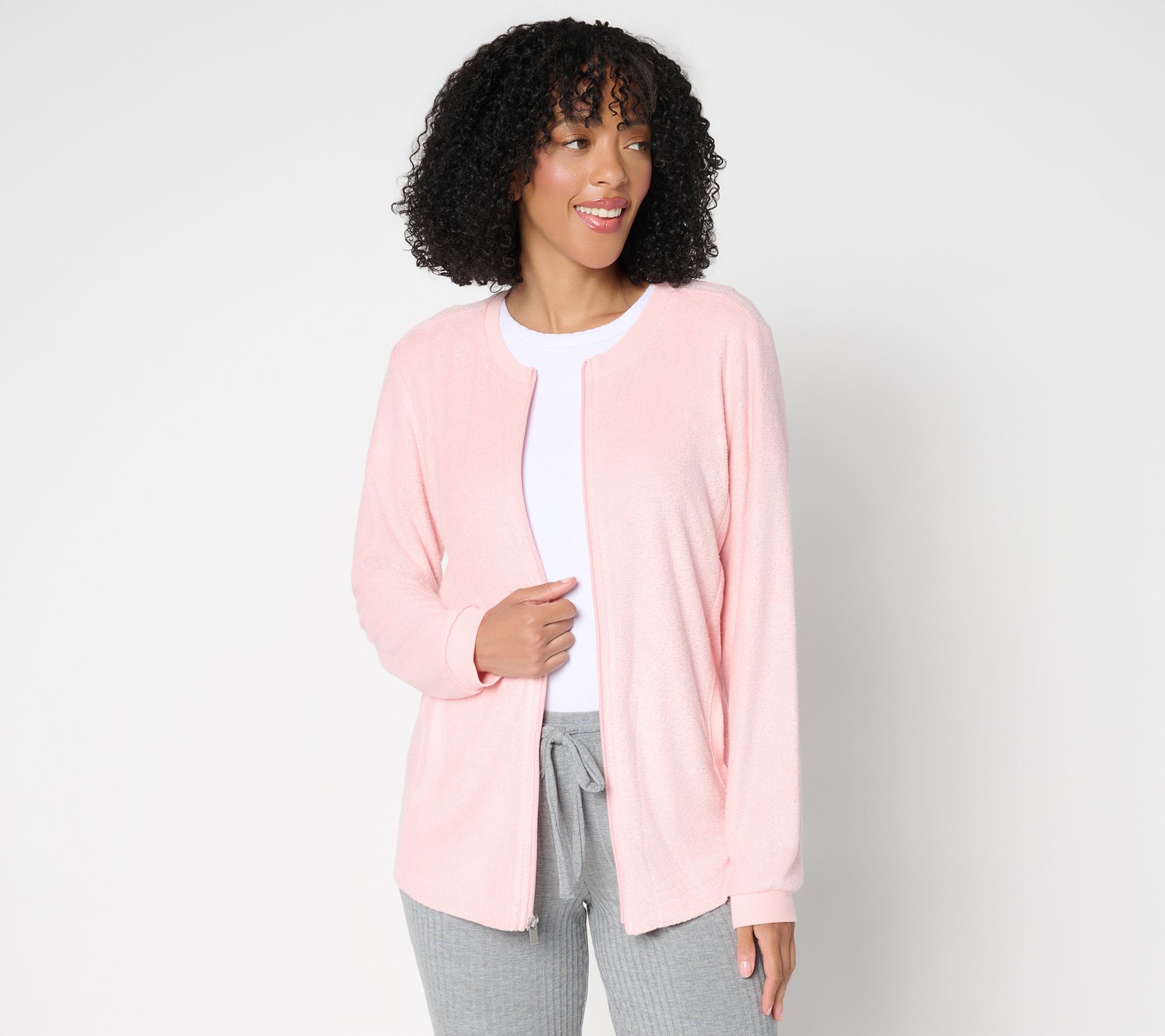 "As Is" Modern Soul Comfort Soul Knit Fleece Zip-Up with Pockets - QVC.com