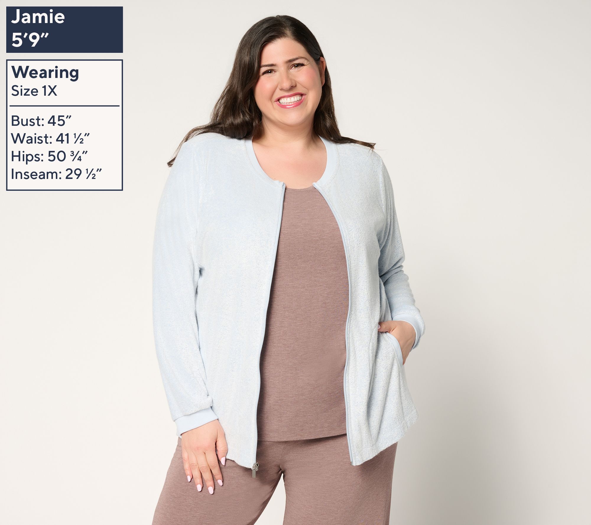 "As Is" Modern Soul Comfort Soul Knit Fleece Zip-Up with Pockets - QVC.com