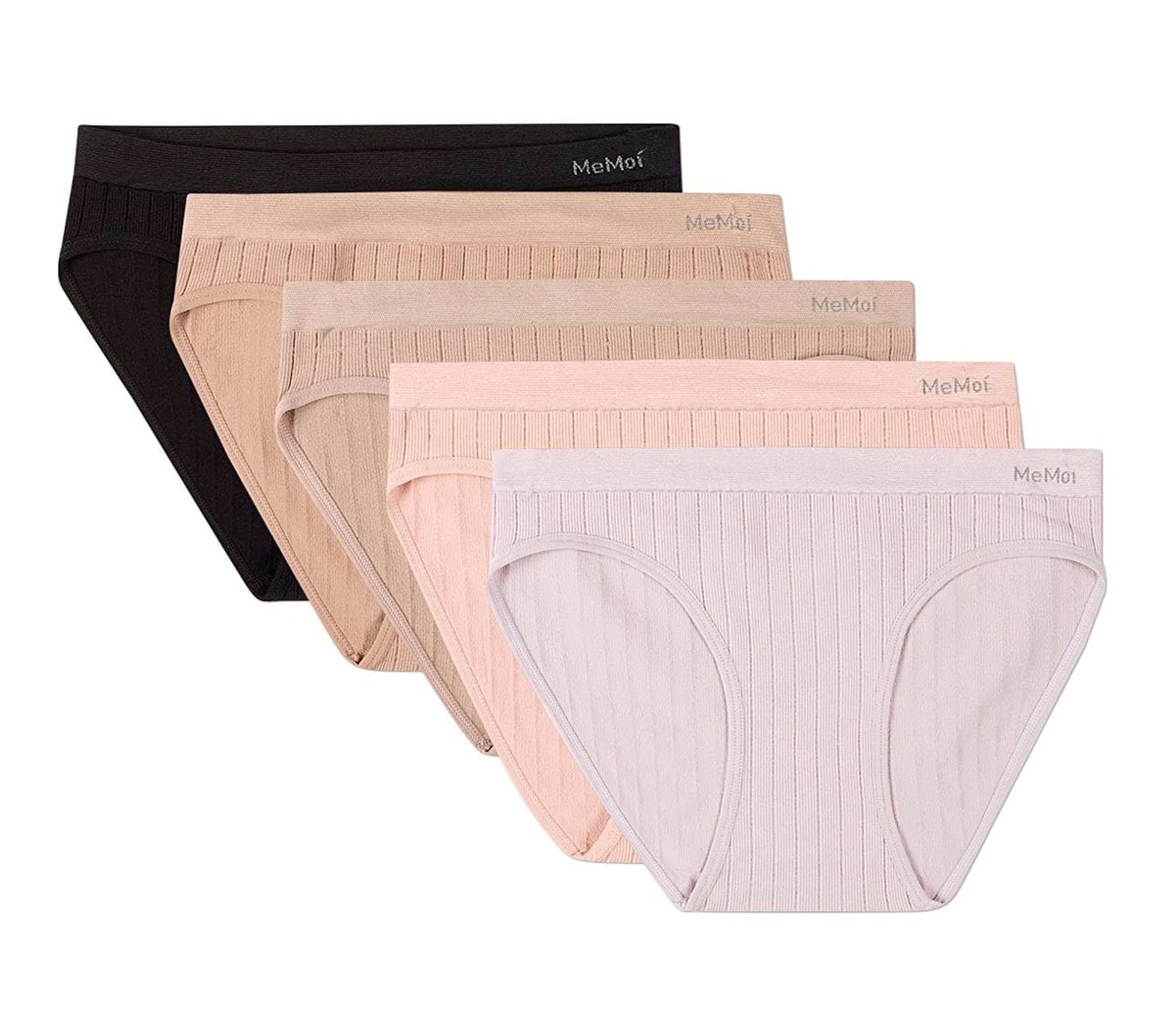 Memoi Womens Set Of 5 Seamless Wide Rib Bikinipanties