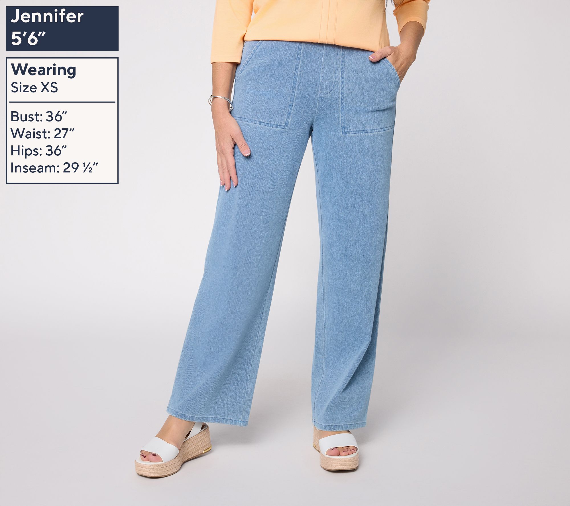 "As Is" Denim & Co. Petite Comfy Knit Air Wide Leg Pants with Pockets ...