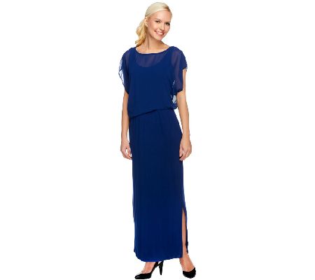Lisa Rinna Collection Regular Jersey Maxi Dress w/ Sheer Overlay - QVC.com