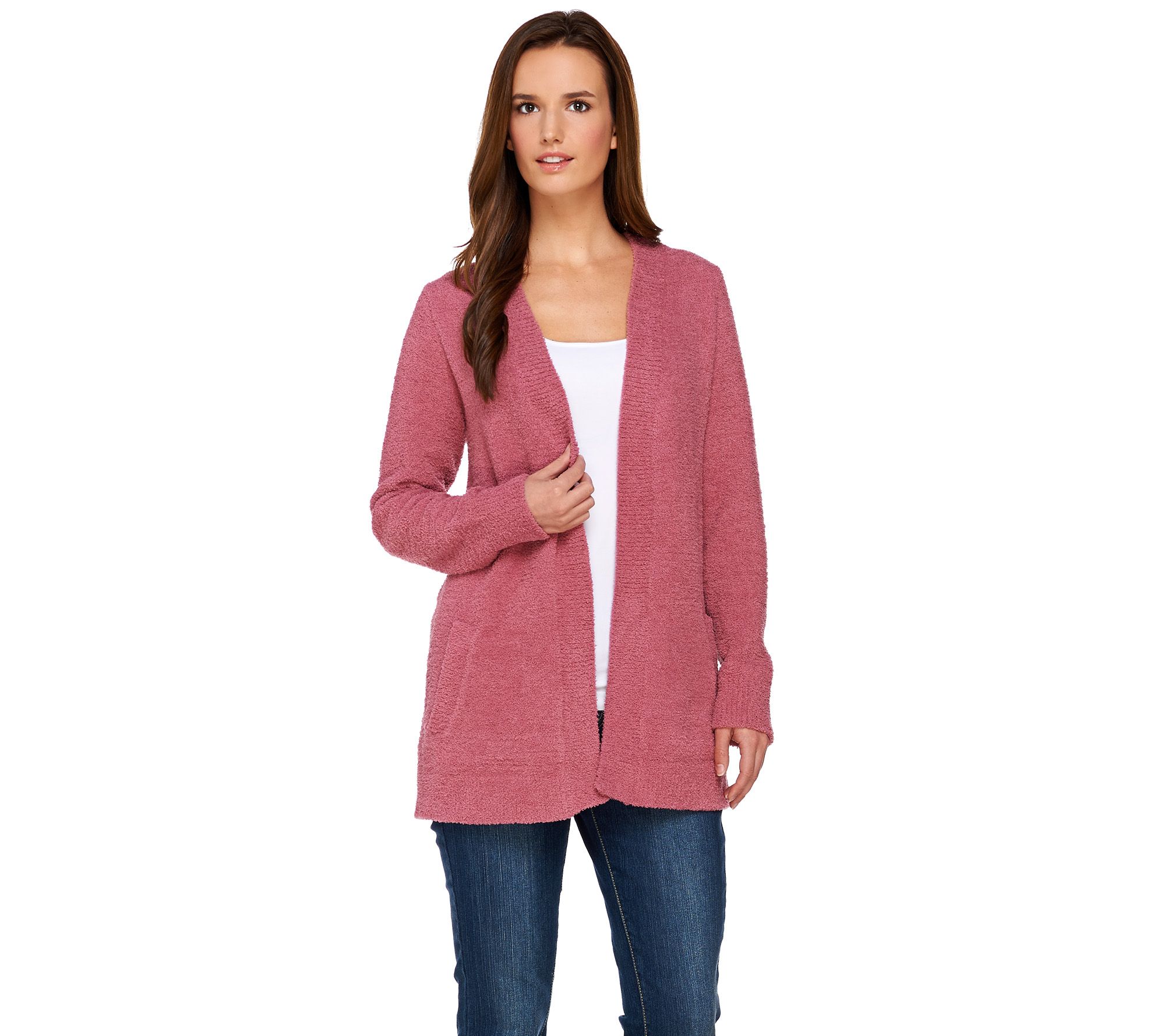 Susan Graver Cozy Knit Long Sleeve Open Front Cardigan - QVC.com