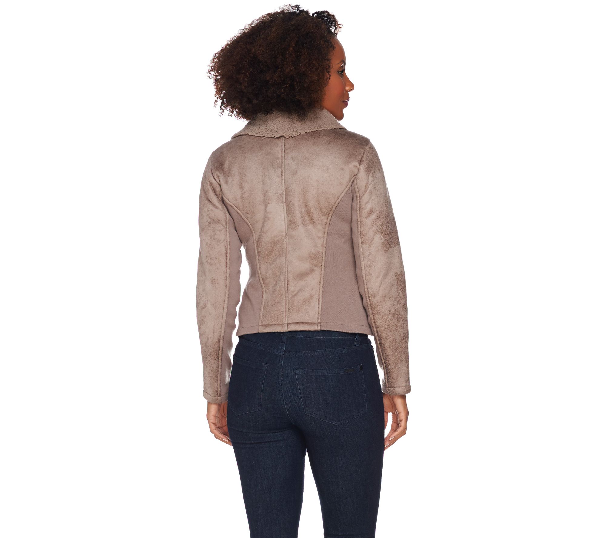 "As Is" H by Halston Faux Shearling Motorcycle Jacket - QVC.com