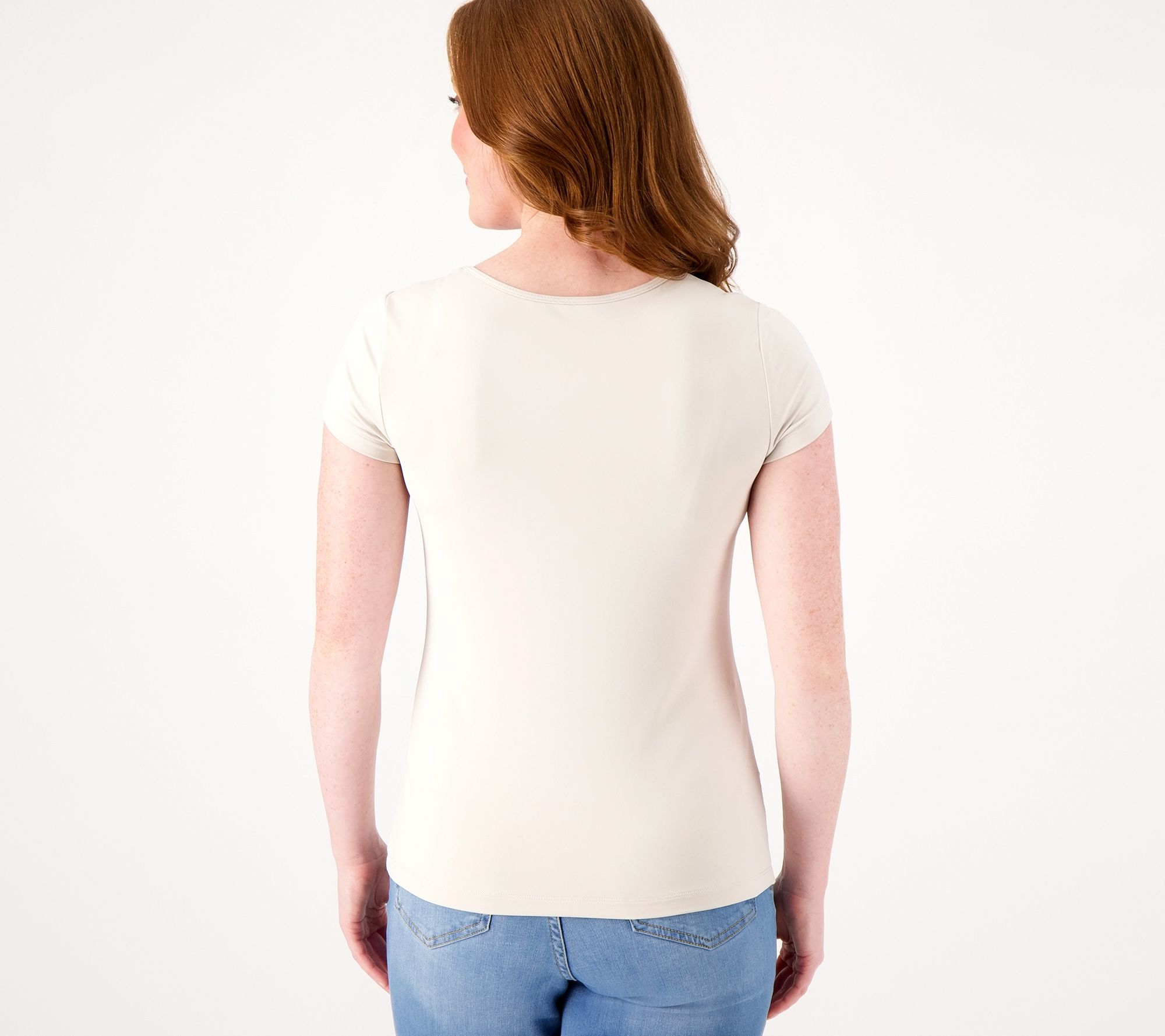 "As Is" Susan Graver Essentials Cap Sleeve Scoop Neck Top - QVC.com