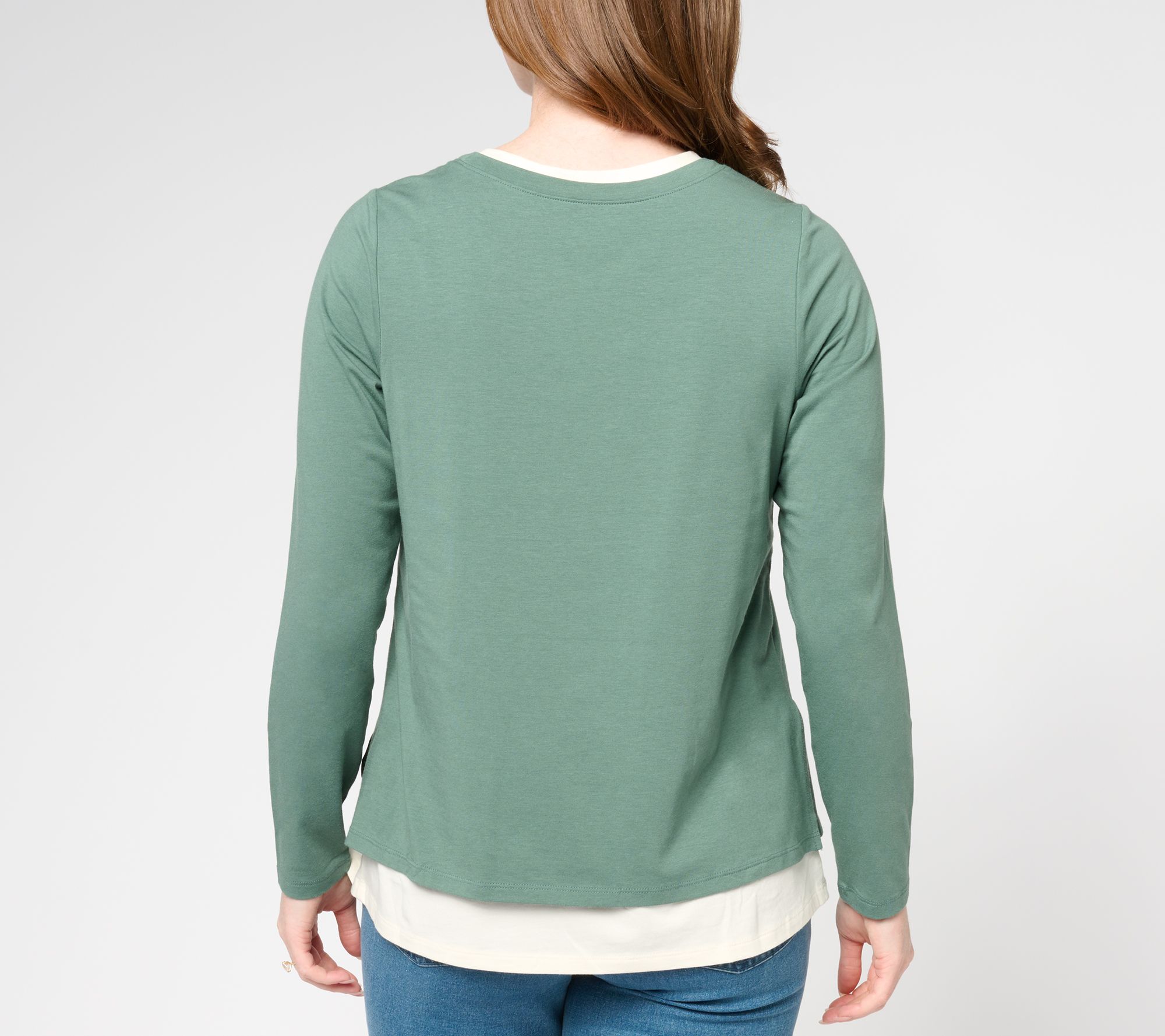 "As Is" AnyBody Lounge Cozy Knit Two for One Top - QVC.com