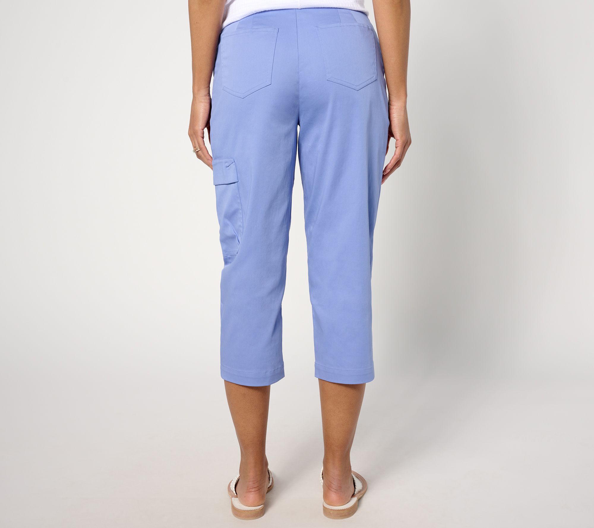 Susan Graver Weekend Stretch Cotton Sateen Zip Front Capri Pants - QVC.com