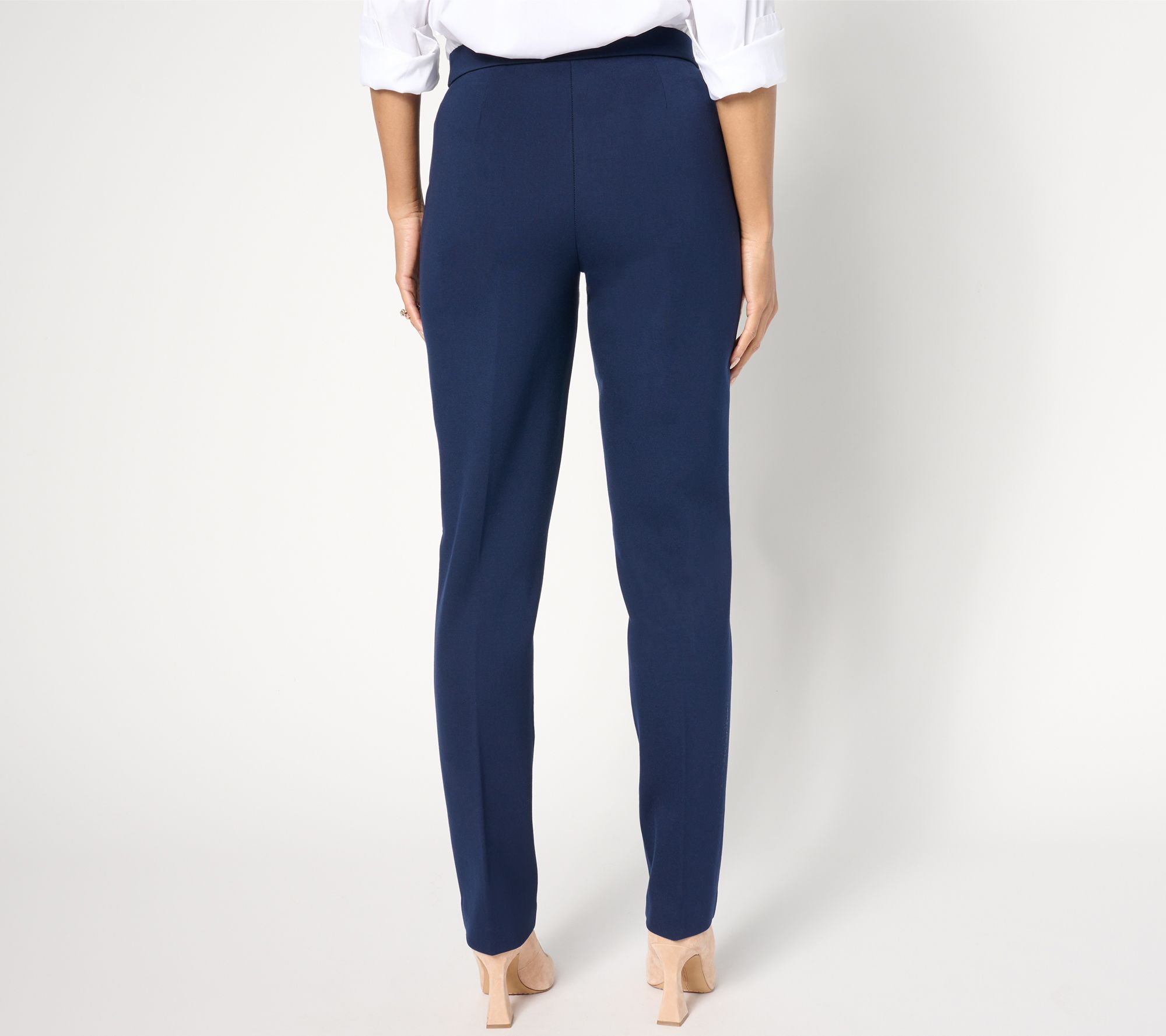 Susan Graver Smart Ponte Slim Leg Pull-On Pant with Chain - QVC.com